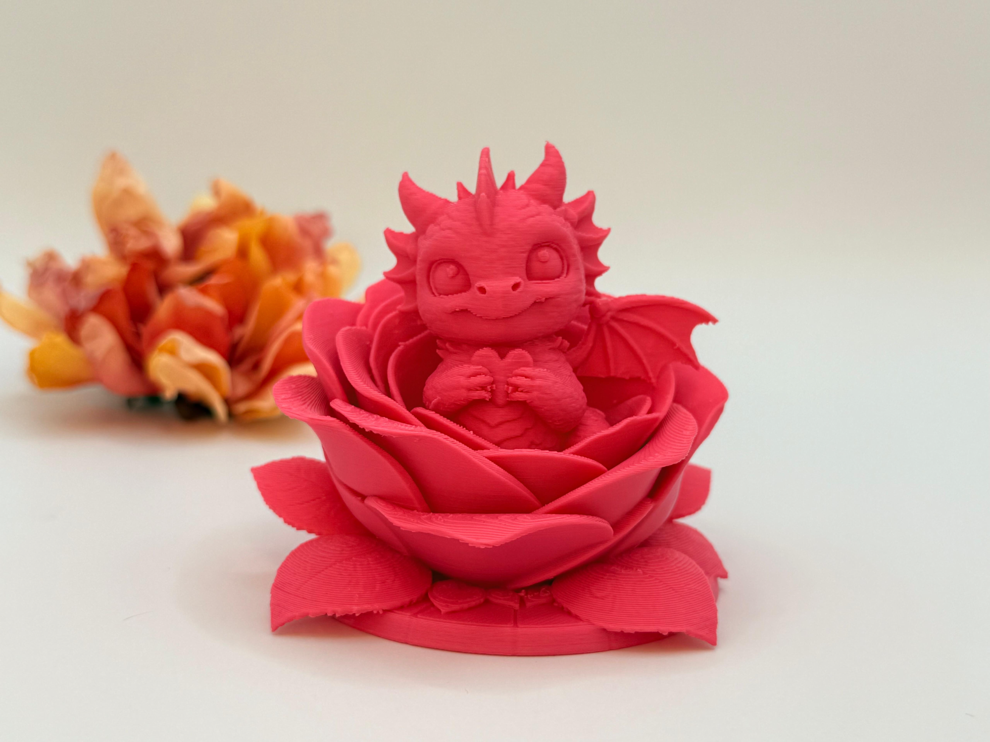 Cute Dragon in Rose - 3DAnna | Nexprint: Free 3D Model Downloads