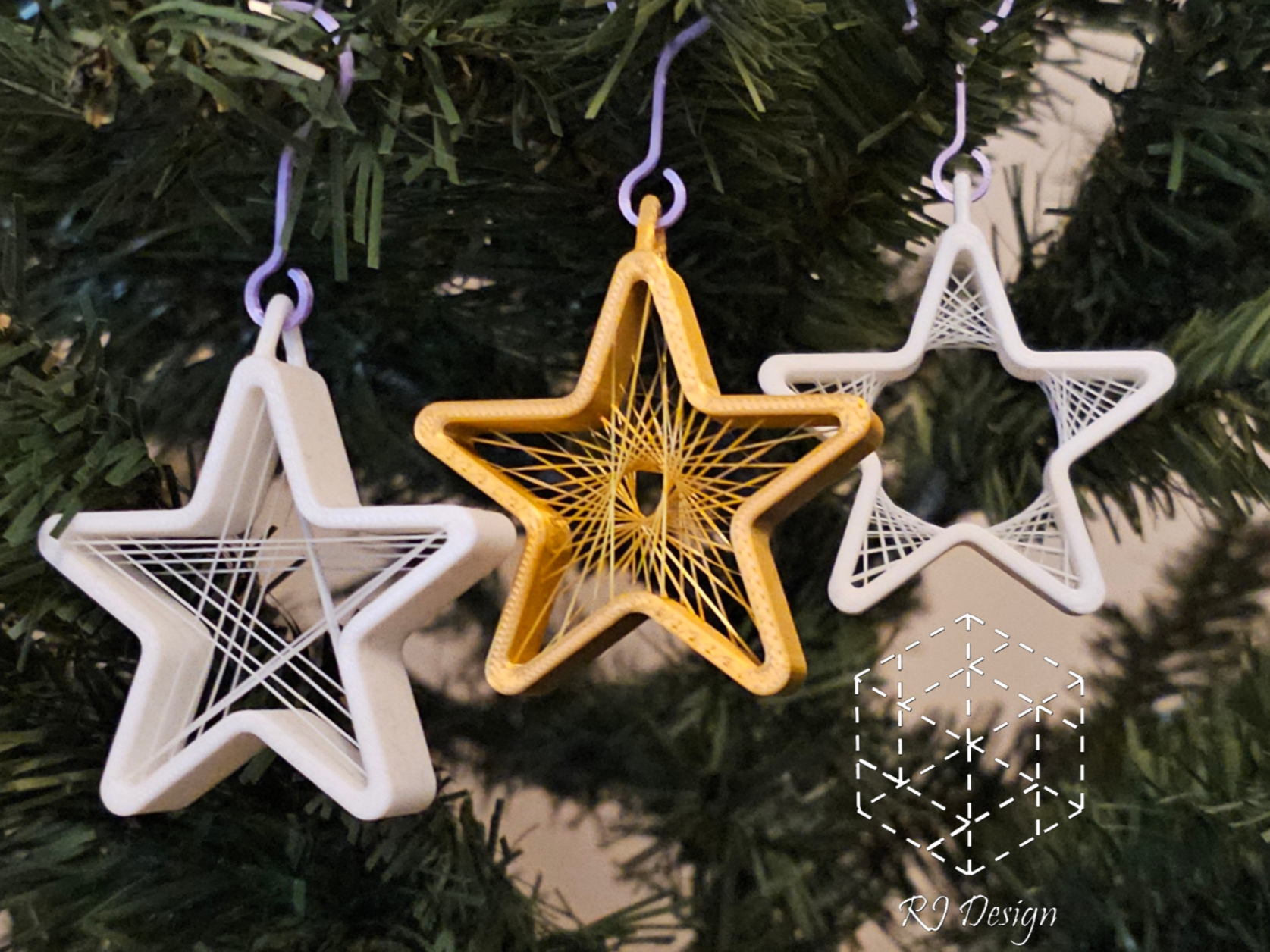 Suspended Filament Christmas Tree Star Decorations - RJ Design ...
