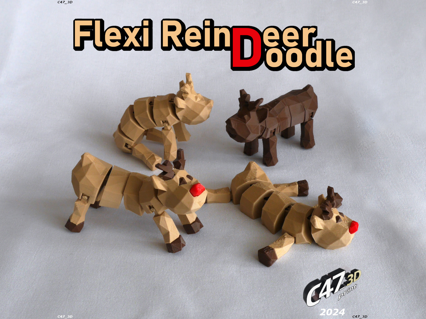 Flexi Reindeer Doodle - C47_3D | Nexprint: Free 3D Model Downloads