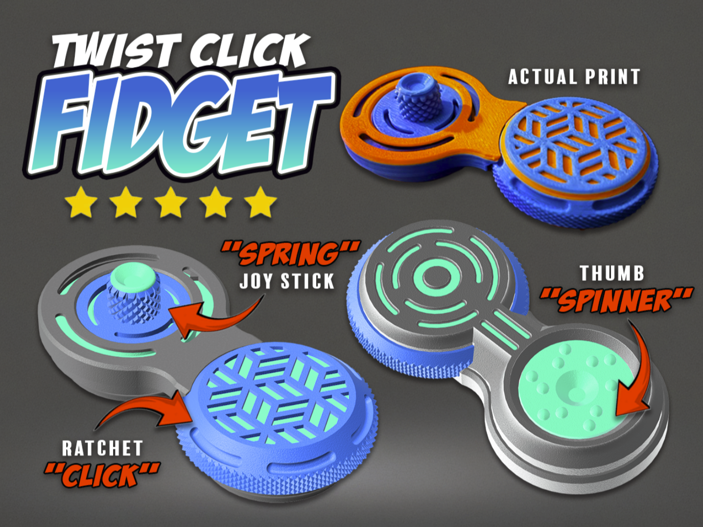 TWIST CLICK FIDGET - AskNinjaTom | Nexprint: Free 3D Model Downloads