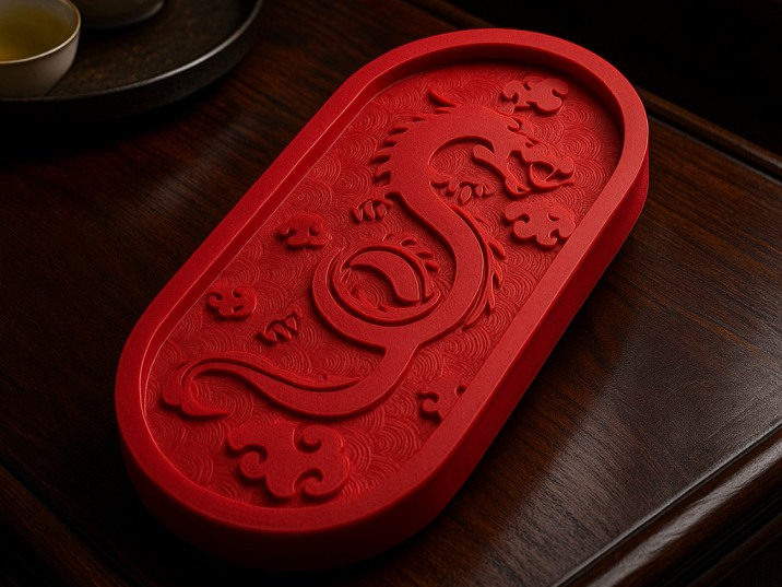 Dragon Tray – Red 3D Printed Asian-Inspired Decorative Piece ...