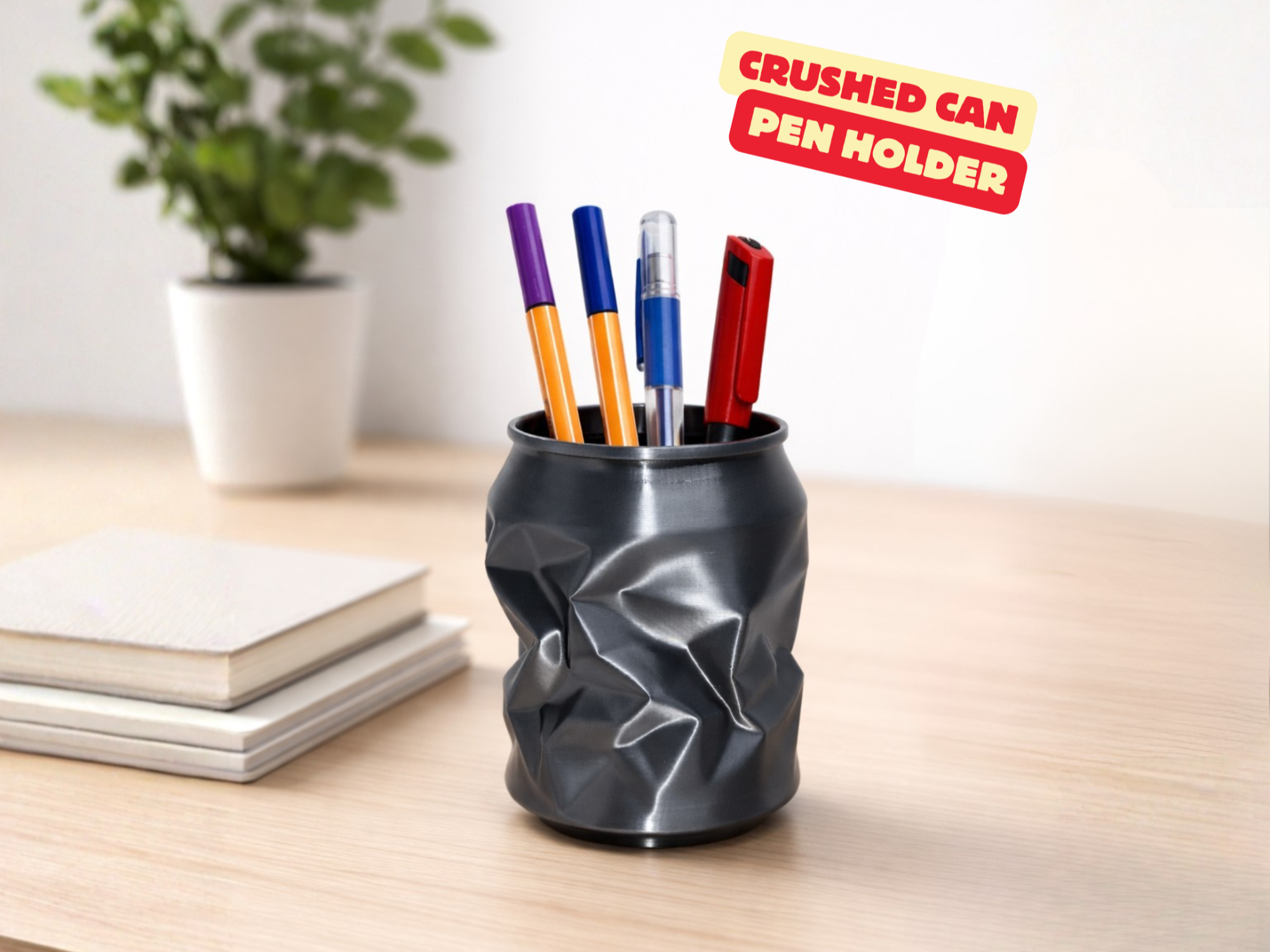 CRUSHED CAN – PEN HOLDER / MODERN STORAGE FOR PENS / INDUSTRIAL OFFICE ...