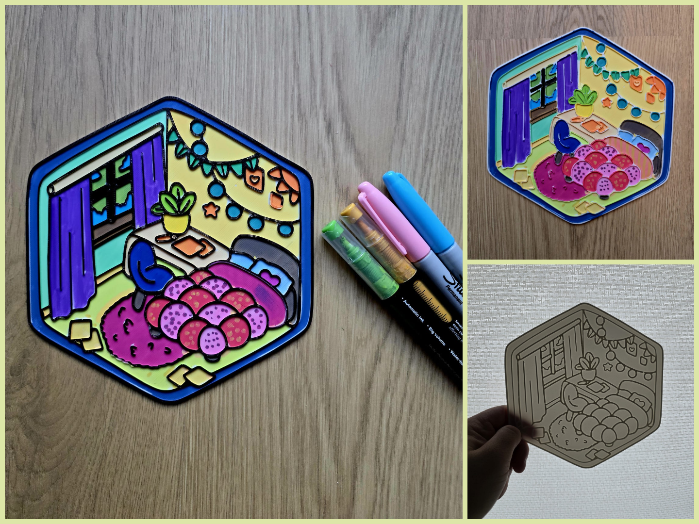 Cute Bedroom Cozy Coloring Craft Panel - MERILNO3D | Nexprint: Free 3D ...
